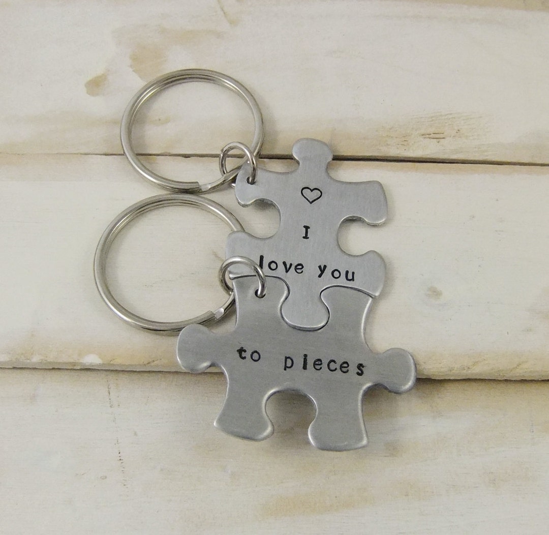 I Love You to Pieces Keychain, Puzzle Piece Keychain, Personalized ...