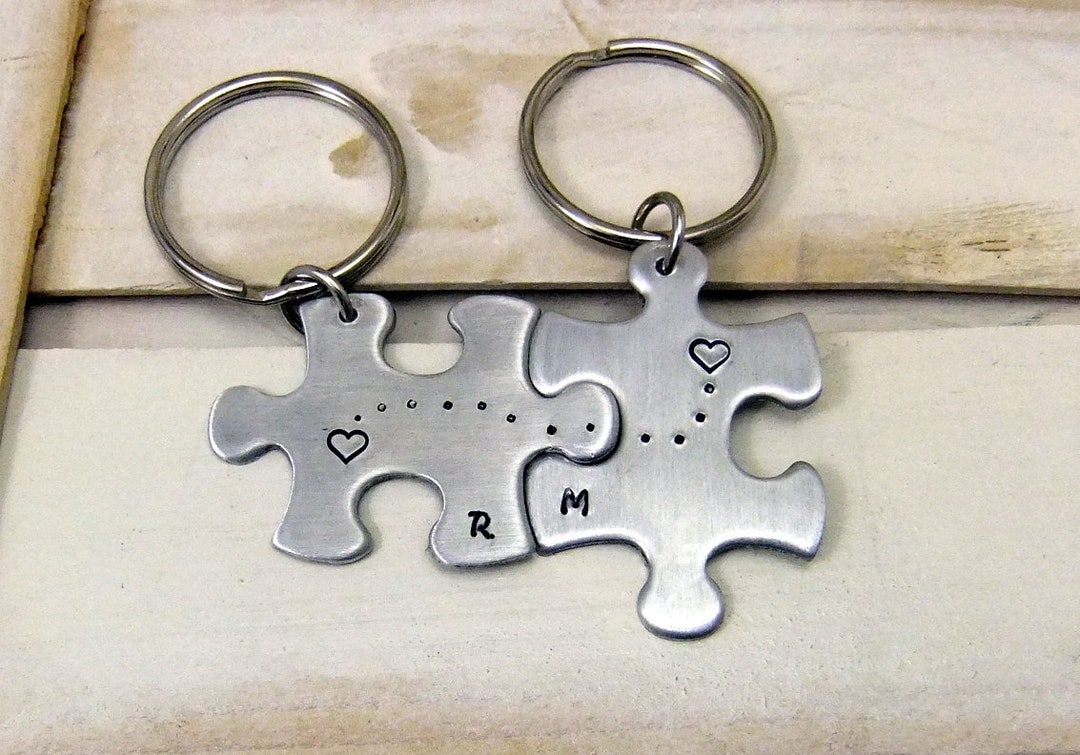 Puzzle Piece Keychains, Keychain Set, His and Hers Key Chains ...