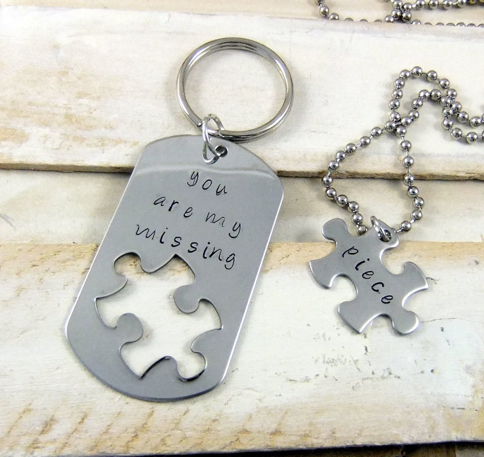 You Are My Missing Piece Keychain and Necklace Couples - Etsy