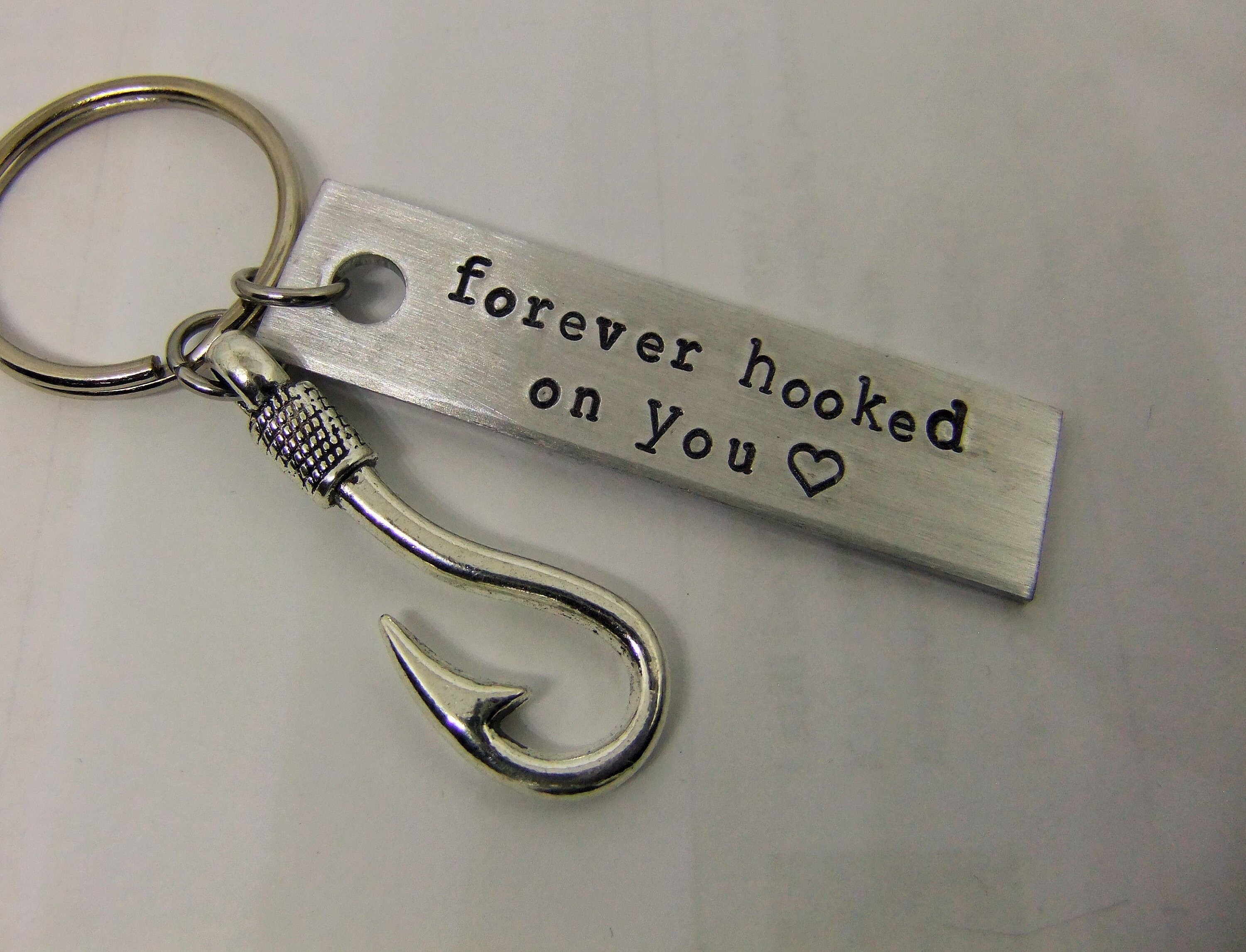 Hooked On You Keychain Forever Hooked on You Hand Stamped | Etsy