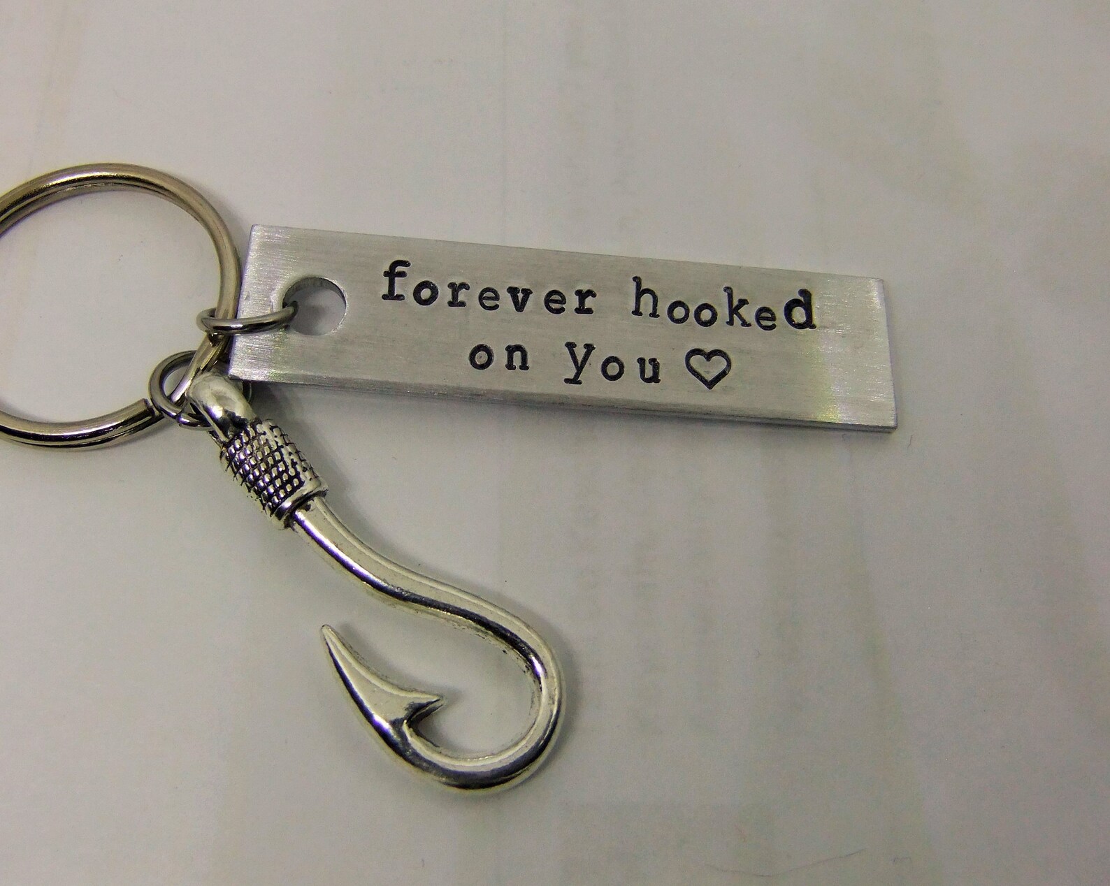 Hooked on You Keychain Forever Hooked on You Hand Stamped - Etsy