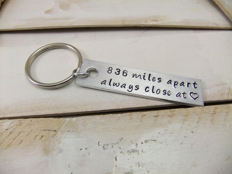 Long Distance Keychain Miles Apart Keychain Couples - Etsy