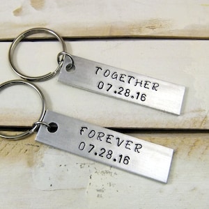 Couples Keychain Set, Together Forever, Personalized Keychains, Hand ...