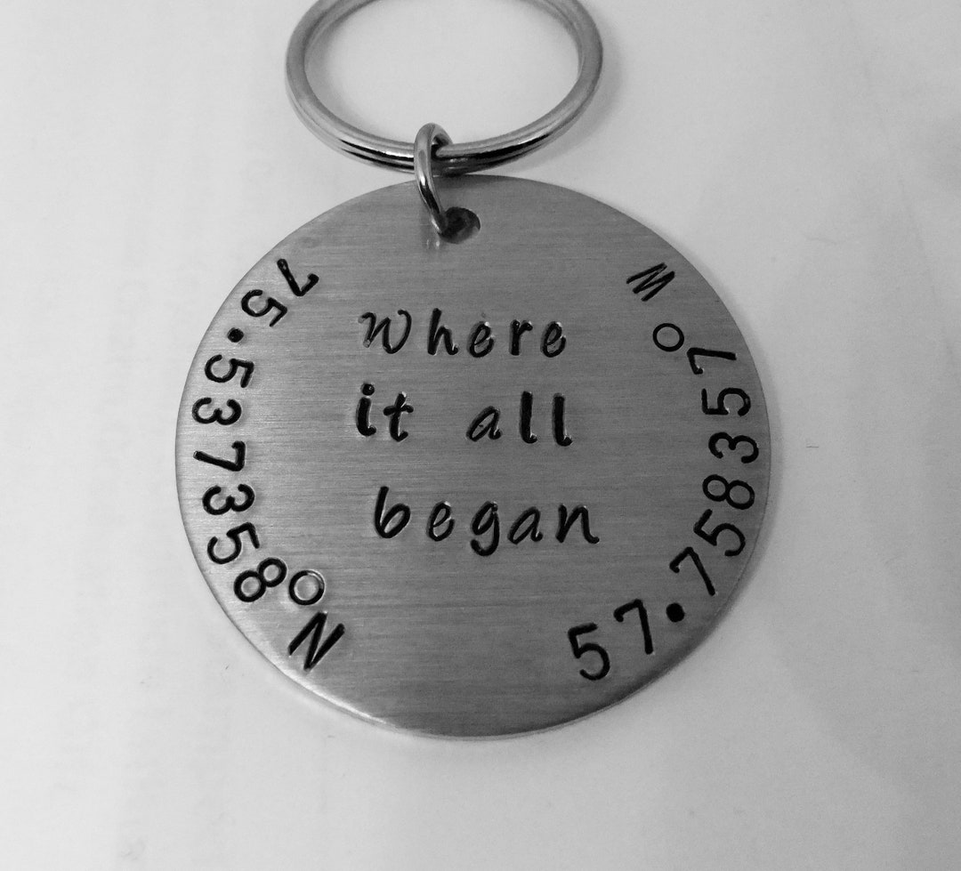 Coordinate Keychain, Longitude Latitude Keychain, GPS Keychain, Where ...