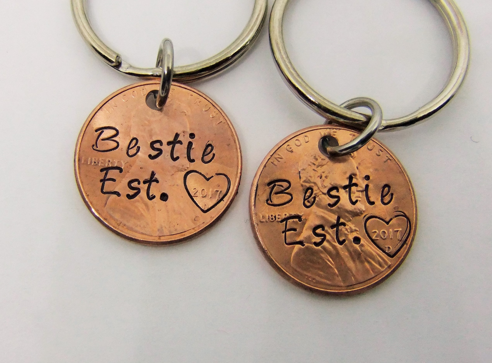 Bestie Keychain Penny Keychain Best Friends Gift Hand - Etsy