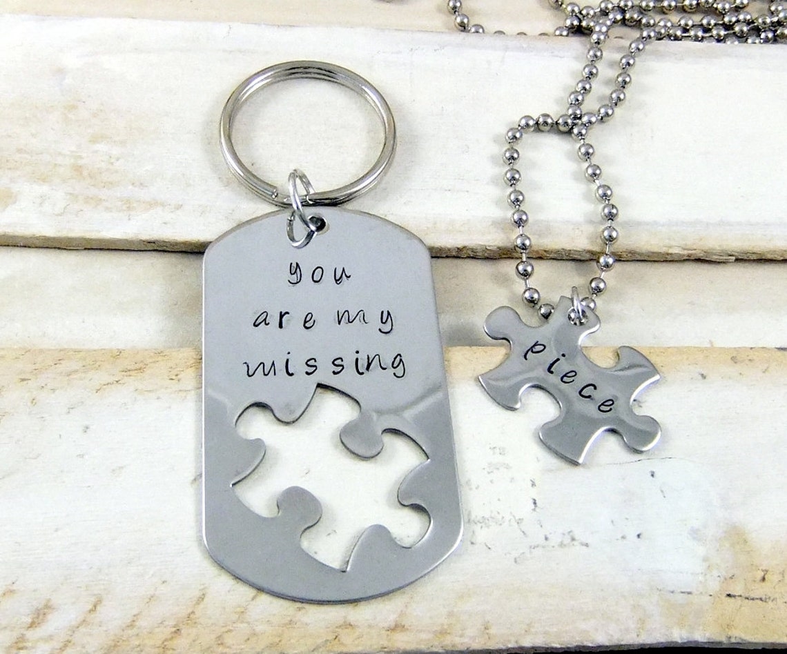 You Are My Missing Piece Keychain and Necklace Couples - Etsy