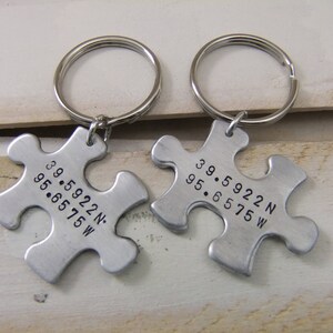 Puzzle Piece Keychain Set, Longitude Latitude Puzzle Piece Keychains ...