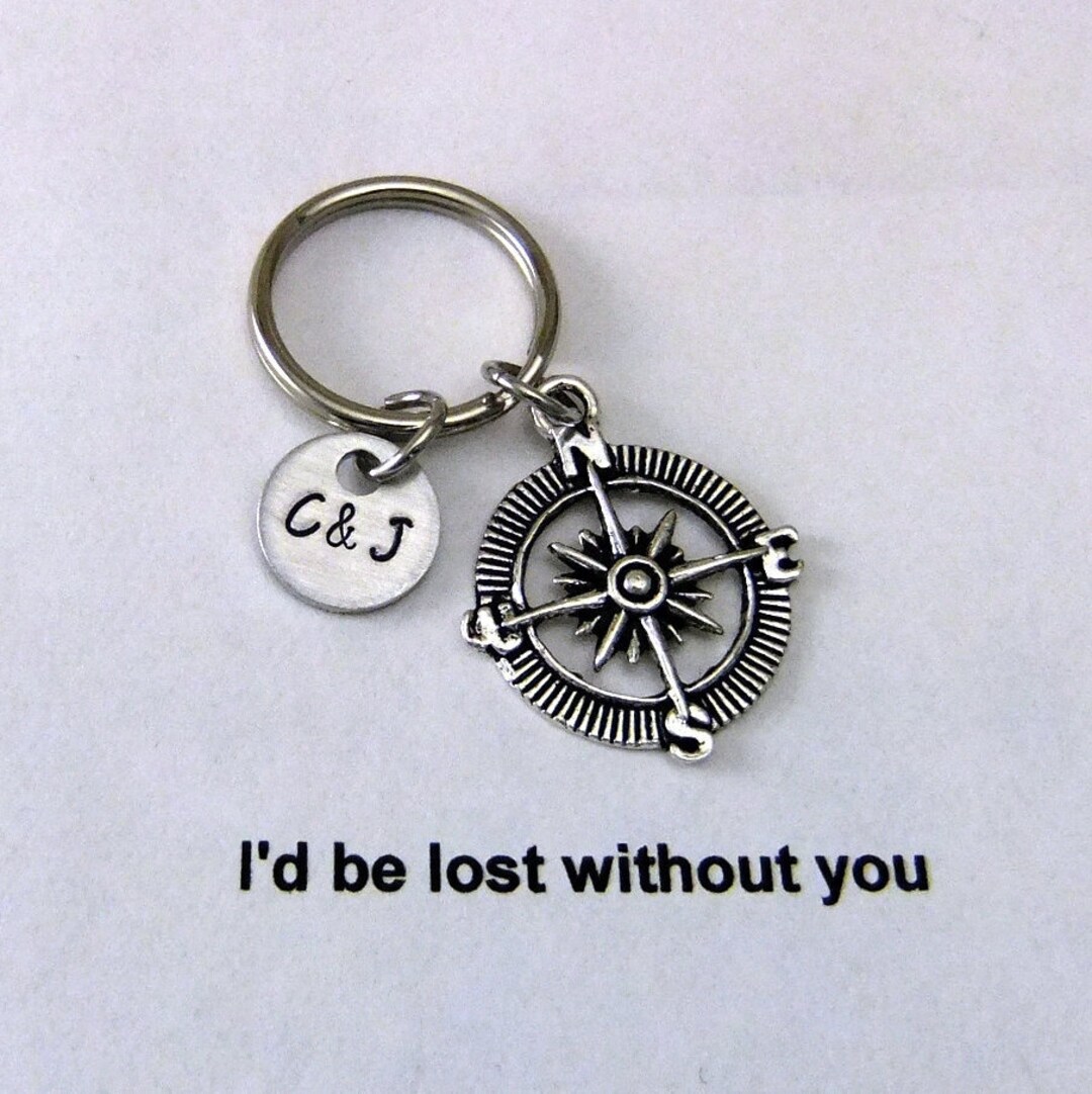 Compass Keychain, Couples Keychain, I'd Be Lost Without You ...