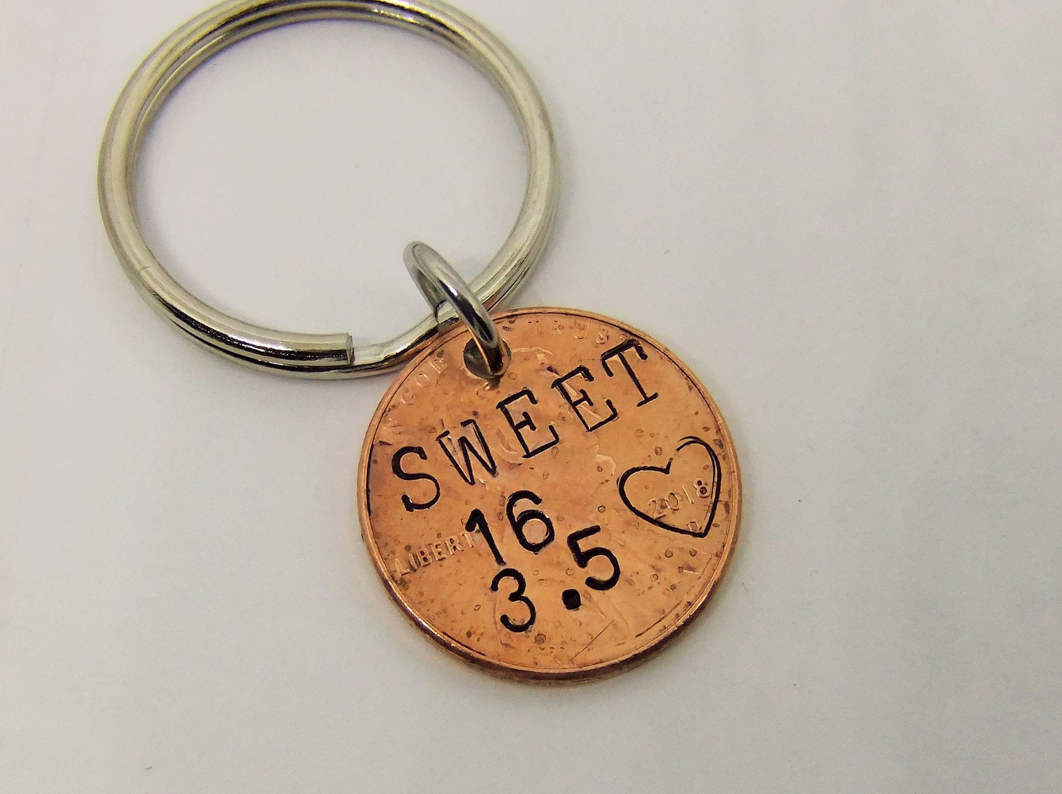 Penny Keychain Sweet 16 Penny Keychain Birthday Keychain | Etsy