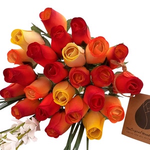 Fall Sunrise Light Fall Colors Flower Bouquet. the Original Wooden Rose ...