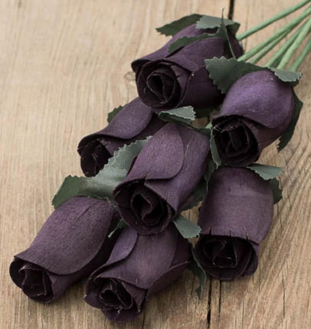 60 Plus Colors 8 Pack Closed Bud Wooden Roses. 60 Plus Colors to Choose ...