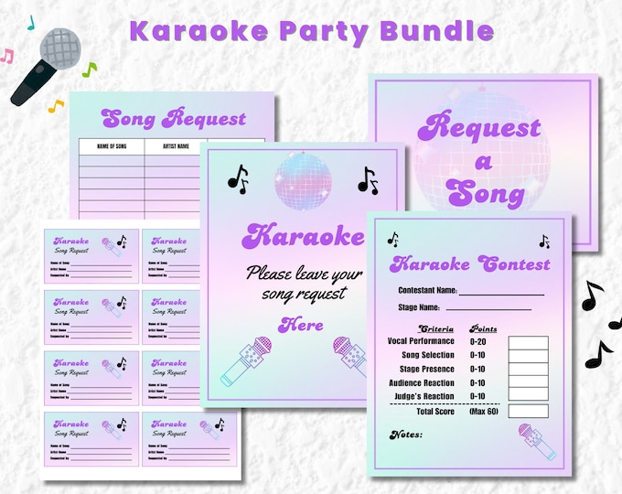 KARAOKE PARTY BUNDLE | Request a Song | Karaoke Sign up | Song Request ...