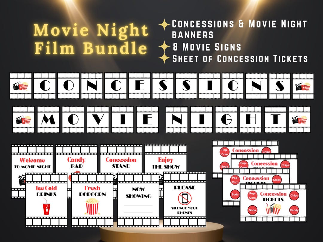 MOVIE NIGHT FILM Party Bundle | Movie Banner | Movie Tickets | Movie ...