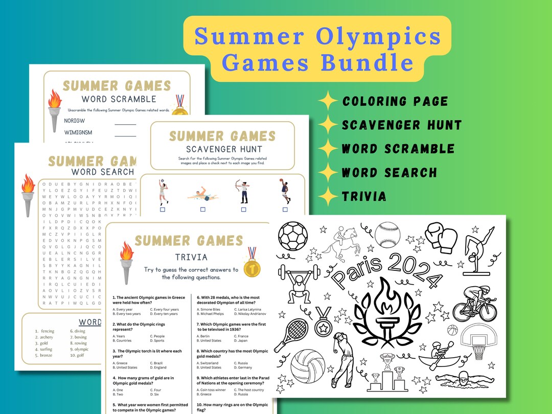 SUMMER OLYMPICS GAMES and Activity Bundle Olympics Word Search Word ...