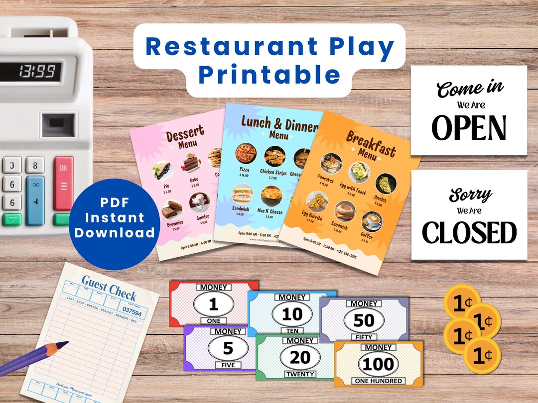 RESTAURANT SENSORY PLAY Bundle | Homeschool | Role Play | Imaginative ...