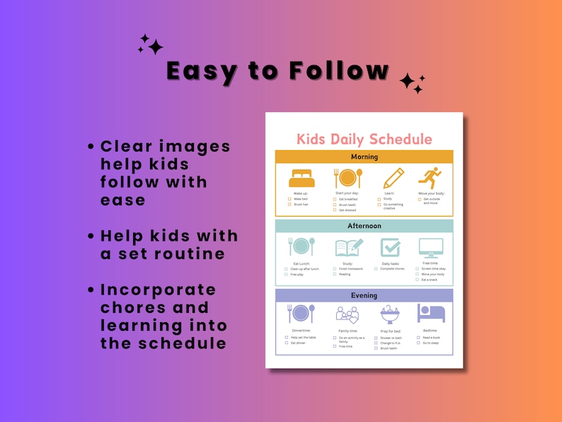 Kids Daily Schedule Kids Responsibilities Chart Printable Daily Routine ...