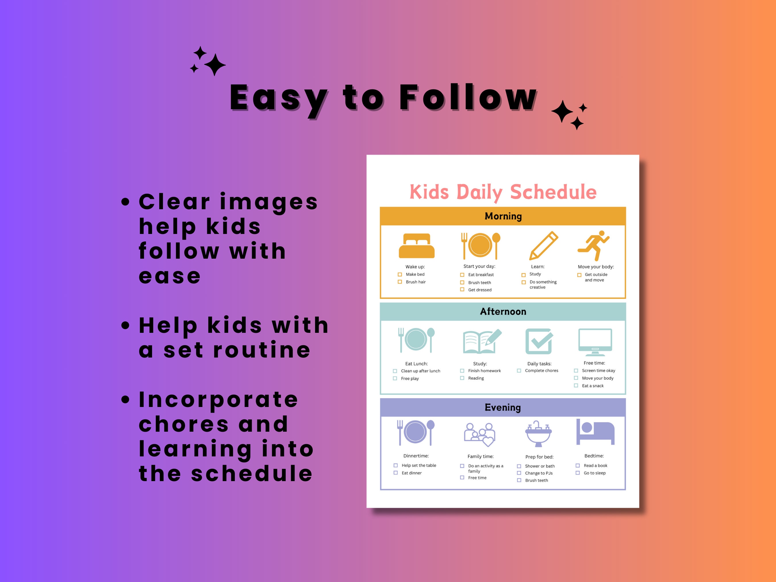 Kids Daily Schedule Kids Responsibilities Chart Printable Daily Routine ...