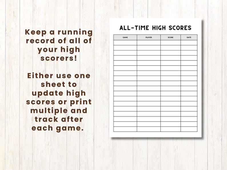 GAME NIGHT Score Tracker With Tokens and Record Journal | Family Game ...