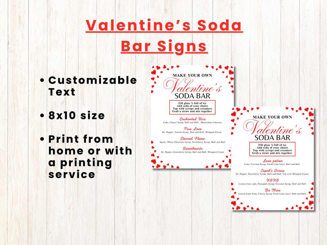 VALENTINE'S DAY Dirty Soda Bar Signs | Hearts Party Drink Bar | DIY ...