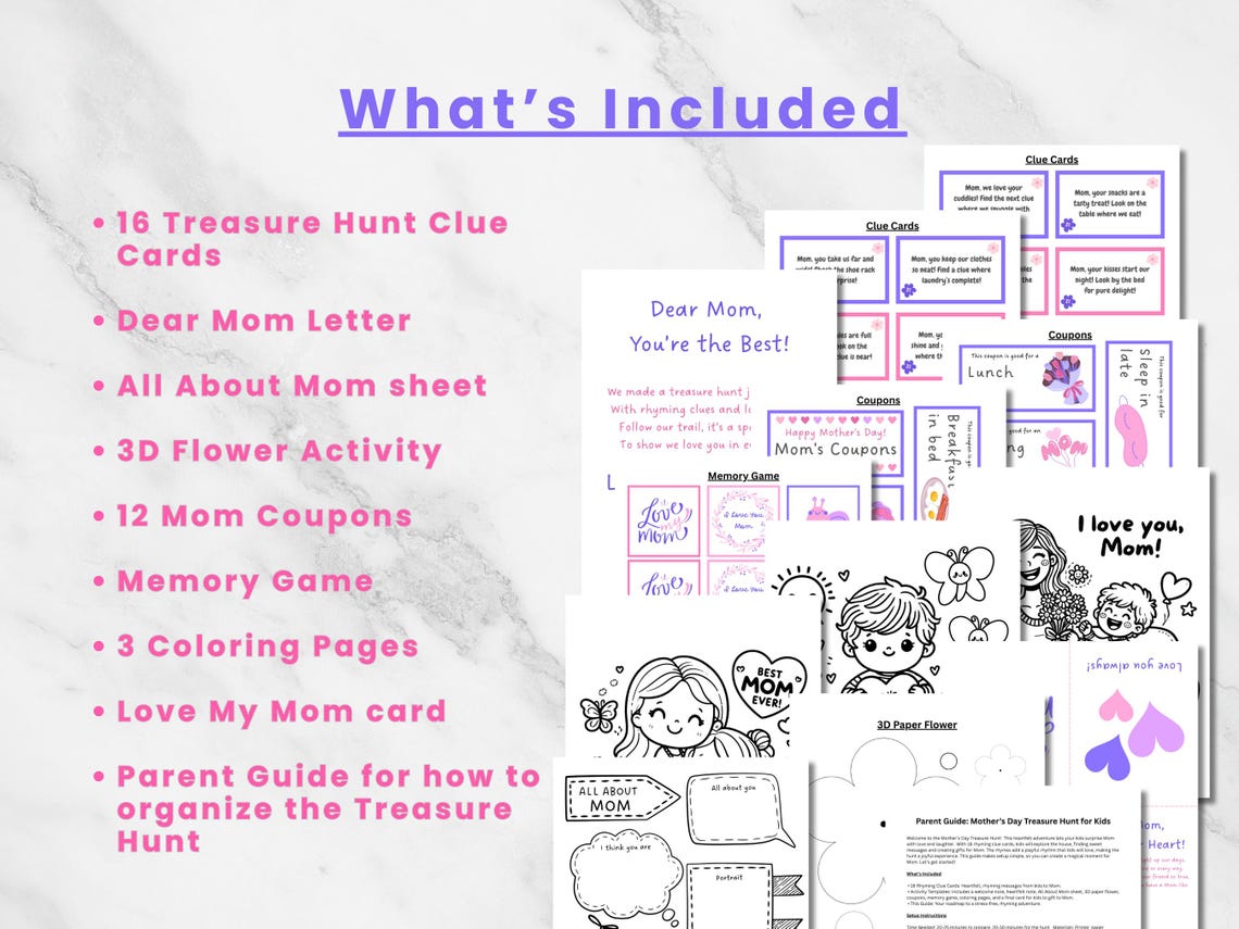 MOTHER'S DAY Treasure Hunt Bundle | Printable Mother's Day Game ...