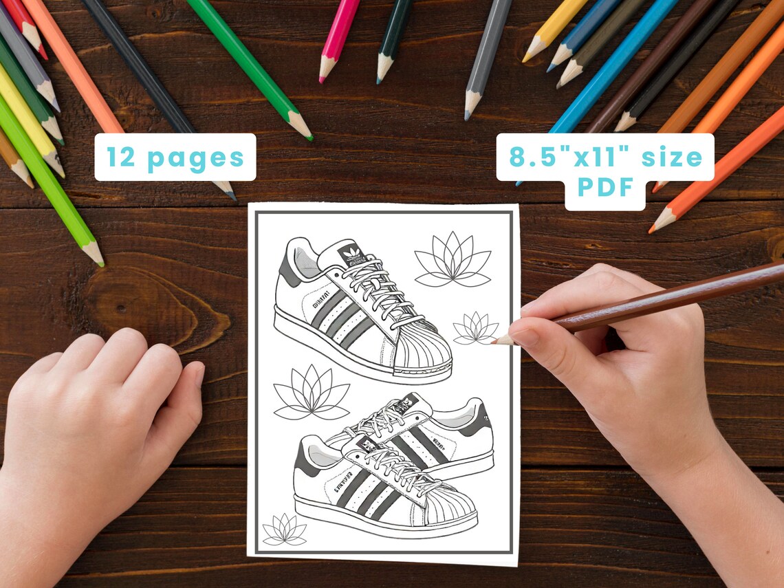 12 ICONIC SHOES Coloring Book Coloring Pages Shoes Coloring Pages Adult ...