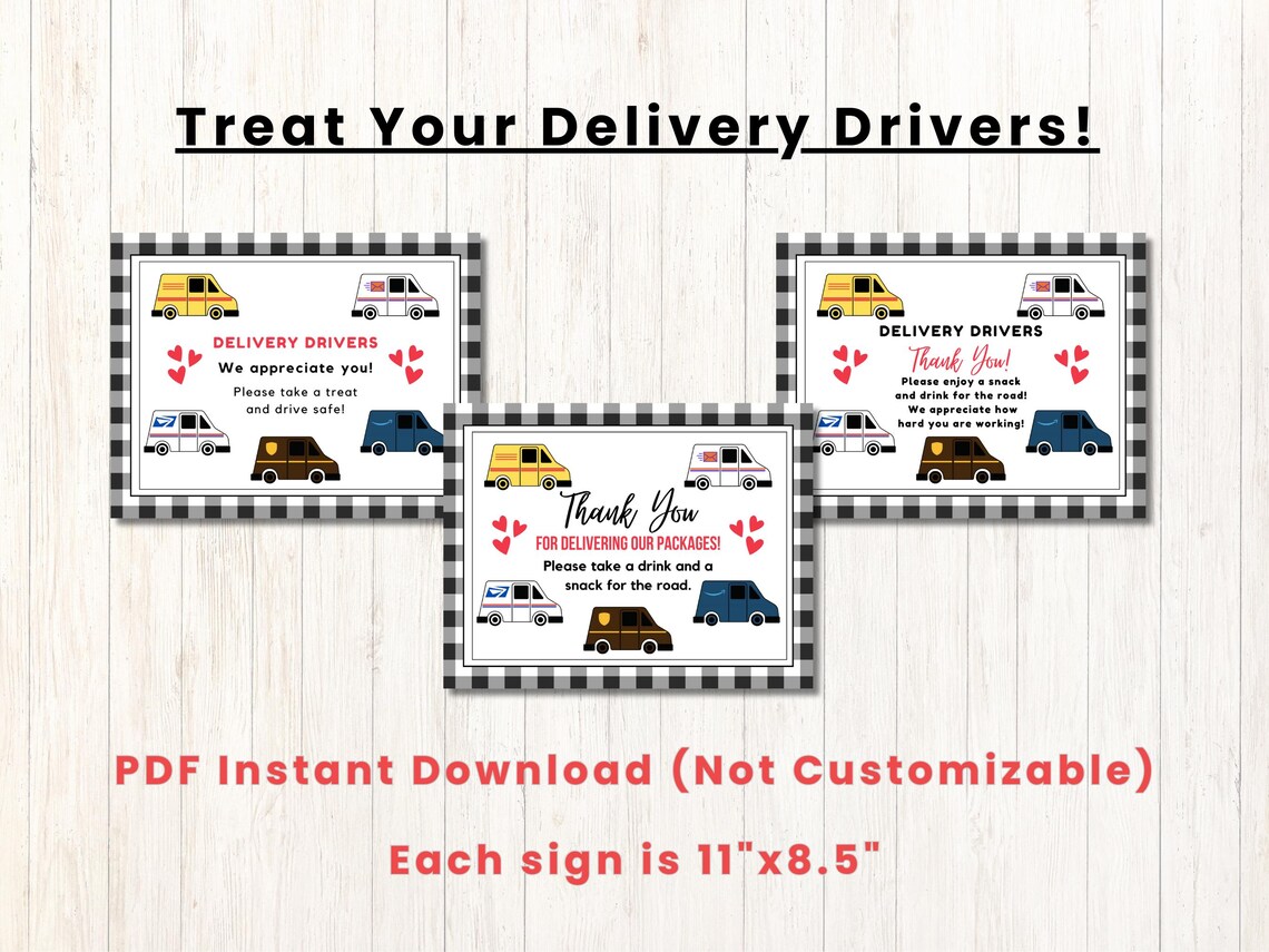 DELIVERY DRIVER Thank You SNACK Signs Bundle | Delivery Snack Cart ...