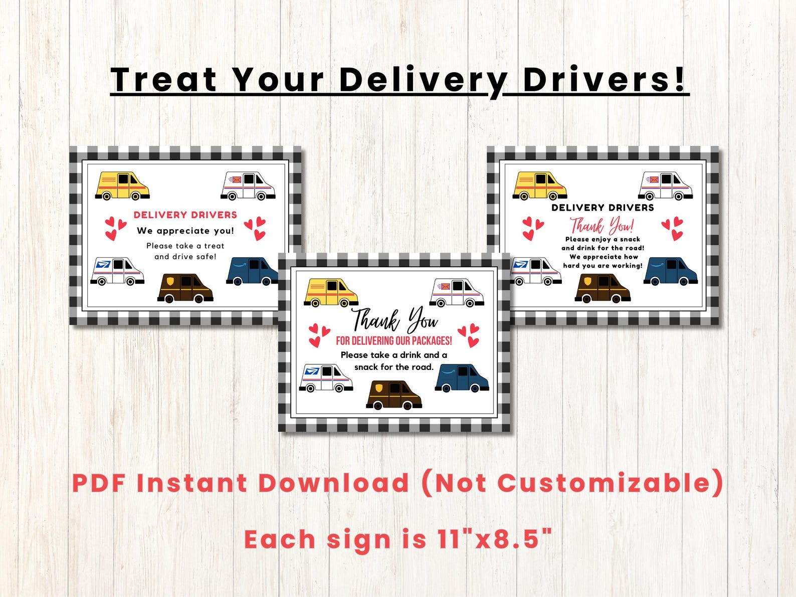 DELIVERY DRIVER Thank You SNACK Signs Bundle | Delivery Snack Cart ...