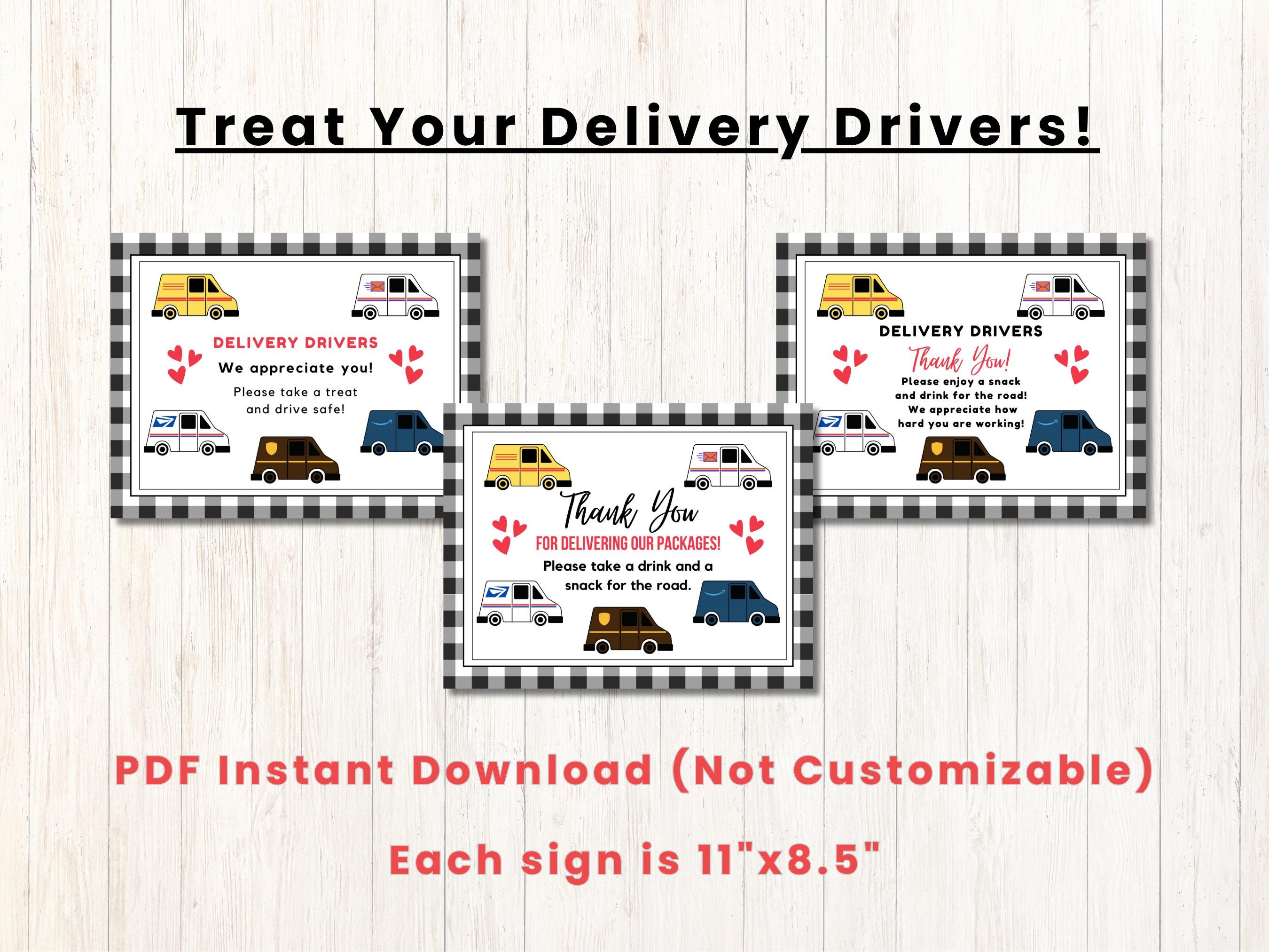 DELIVERY DRIVER Thank You SNACK Signs Bundle | Delivery Snack Cart ...