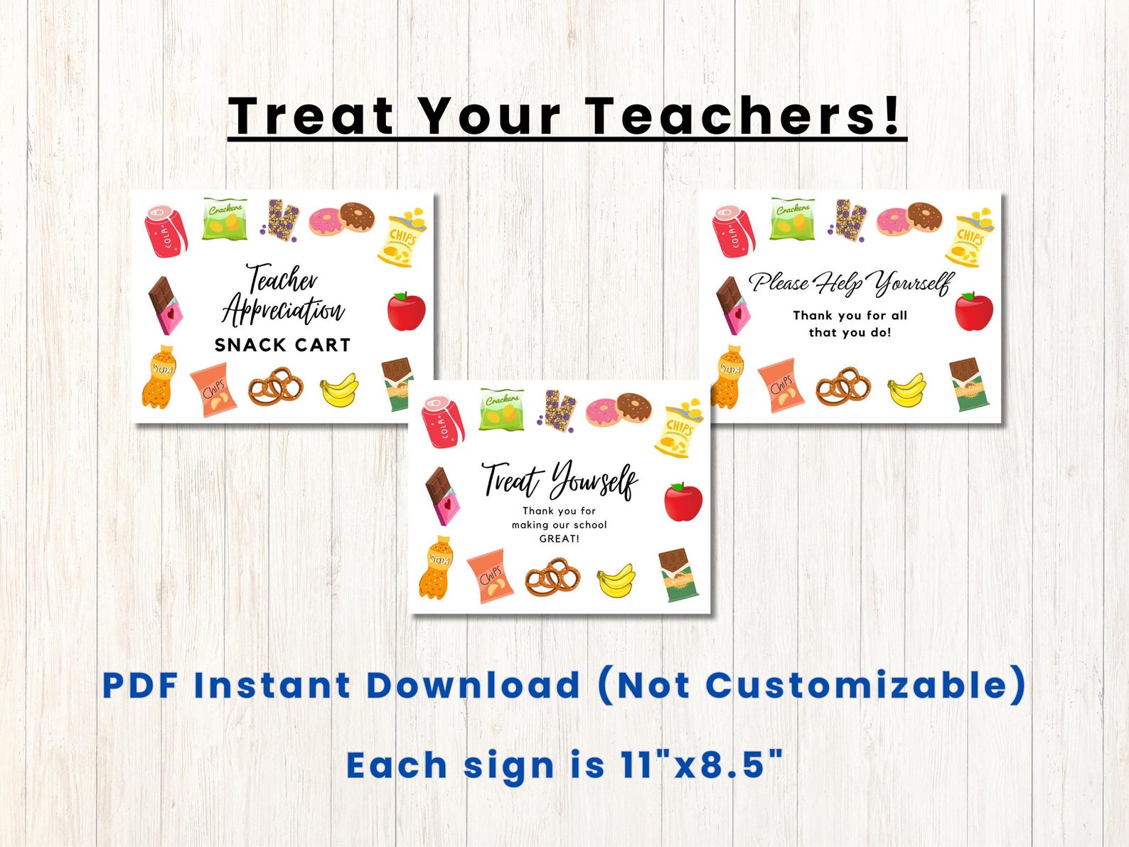 Teacher Snack Cart Signs Bundle | Teacher Appreciation | Teacher Snacks ...