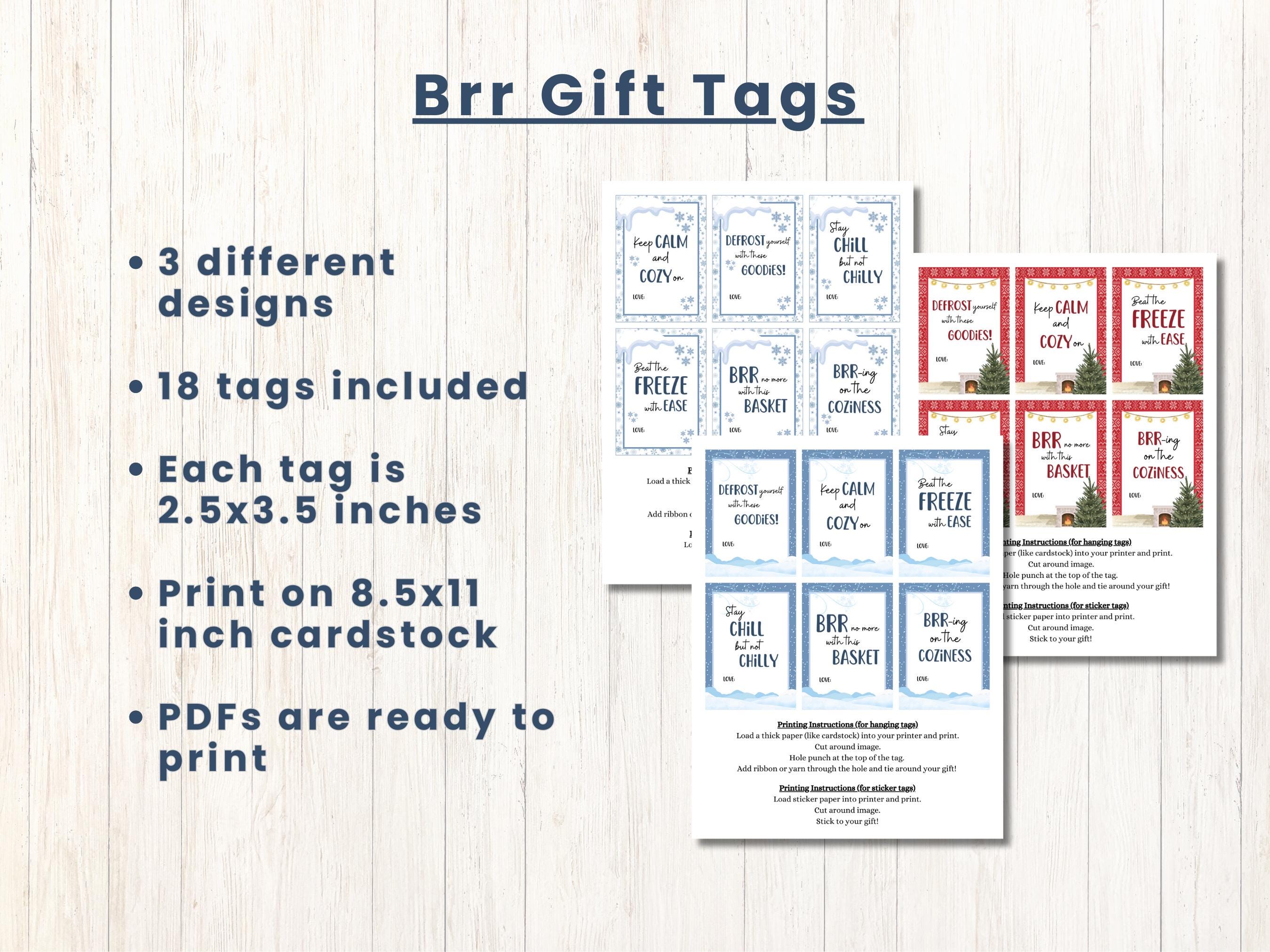 BRR BASKET Gift Tags PDF | Holiday Gift Tag | Brr Gift for Her | Warm ...