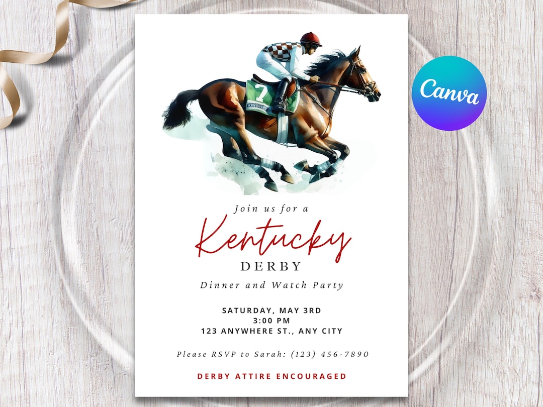 KENTUCKY DERBY Invitation | Adult Birthday Invites | Horse Racing Theme ...