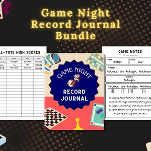 GAME NIGHT RECORD Journal | Family Game Night | Game Tally | Holiday ...