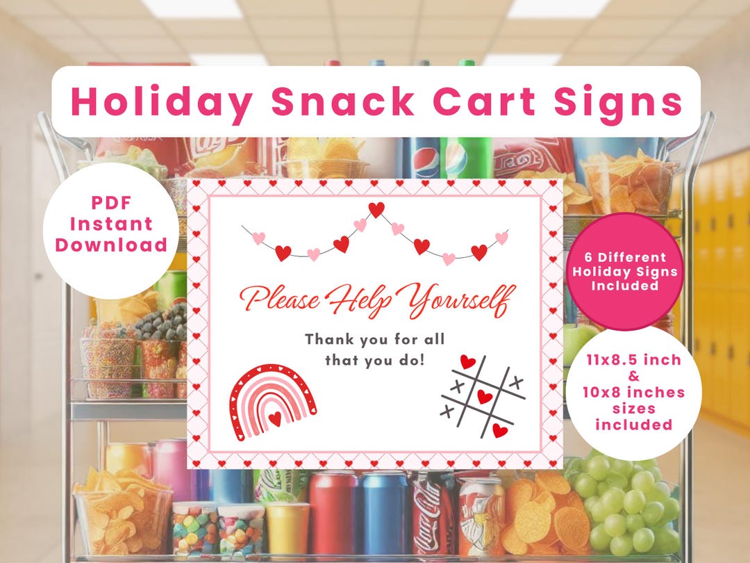 HOLIDAY Snack Cart Signs Bundle | Teacher Snack Appreciation | Employee ...
