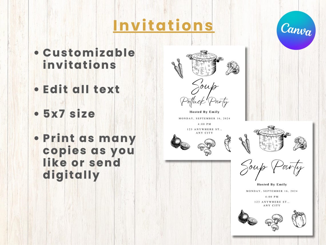 SOUP PARTY Bundle Invitation | Soup Potluck Party Invite | Soup Bar ...