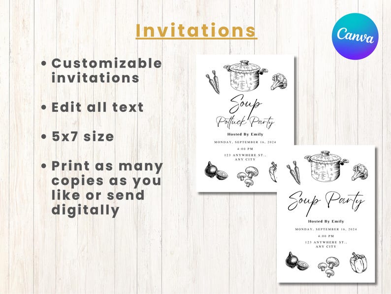 SOUP PARTY Bundle Invitation | Soup Potluck Party Invite | Soup Bar ...