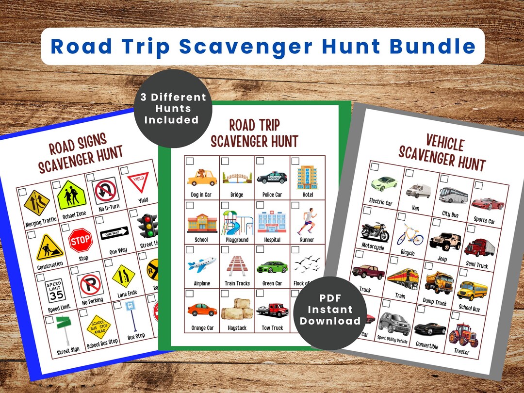 ROAD TRIP SCAVENGER Hunt for Kids Bundle | Vehicle Scavenger Hunt ...