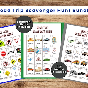 ROAD TRIP SCAVENGER Hunt for Kids Bundle | Vehicle Scavenger Hunt ...