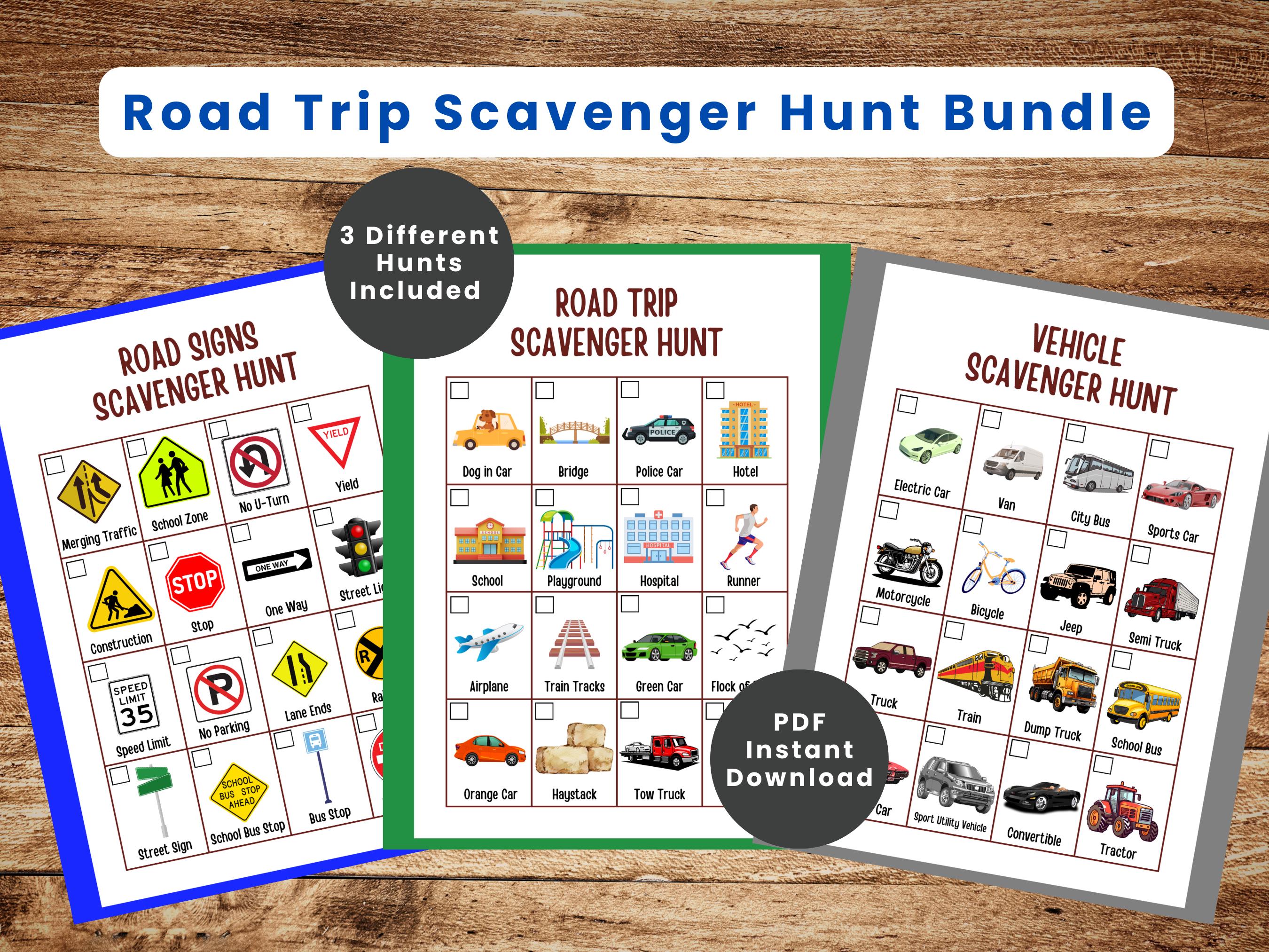 ROAD TRIP SCAVENGER Hunt for Kids Bundle | Vehicle Scavenger Hunt ...