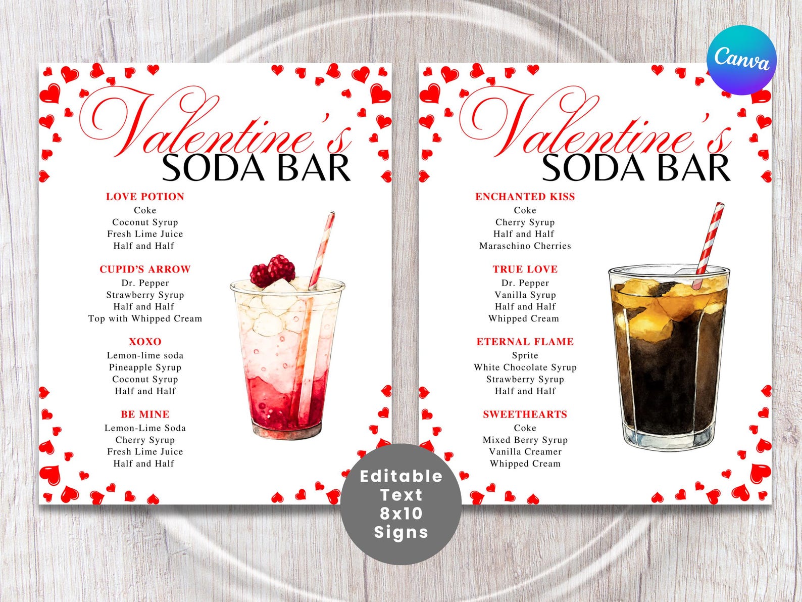 VALENTINE'S DAY DIRTY Soda Bar Signs | Hearts Party Drink Bar | Soda ...