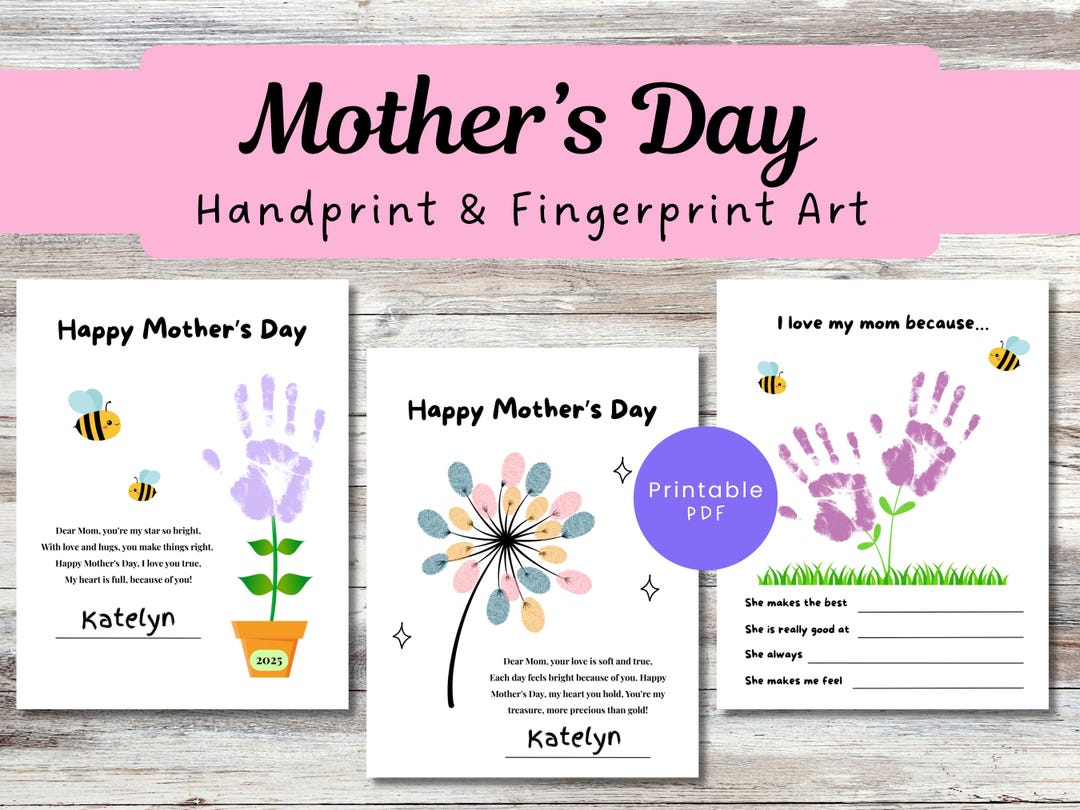 MOTHER'S DAY Handprint Flower Art | Printable Mother's Day Gift ...