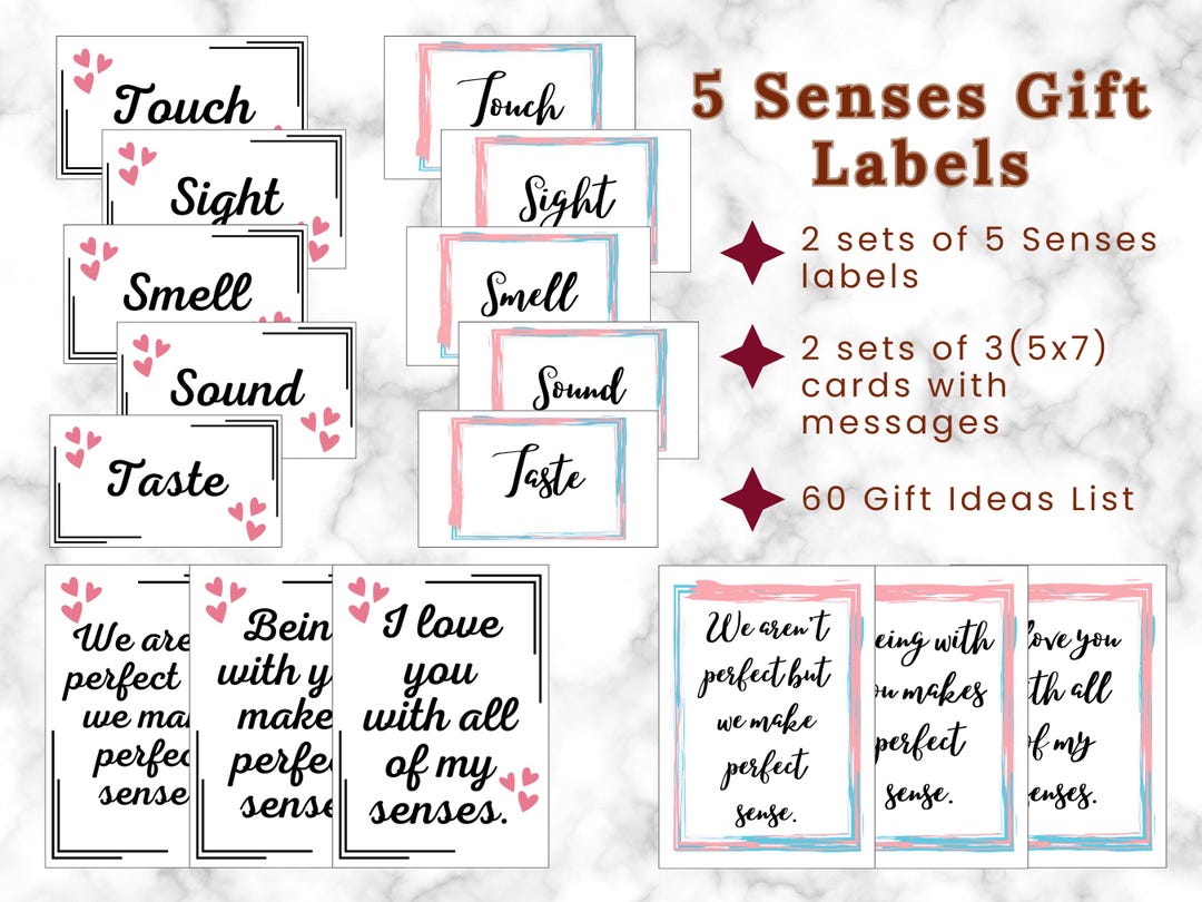 5 SENSES GIFT LABELS | Five Senses | Anniversary Gift | Valentine's ...