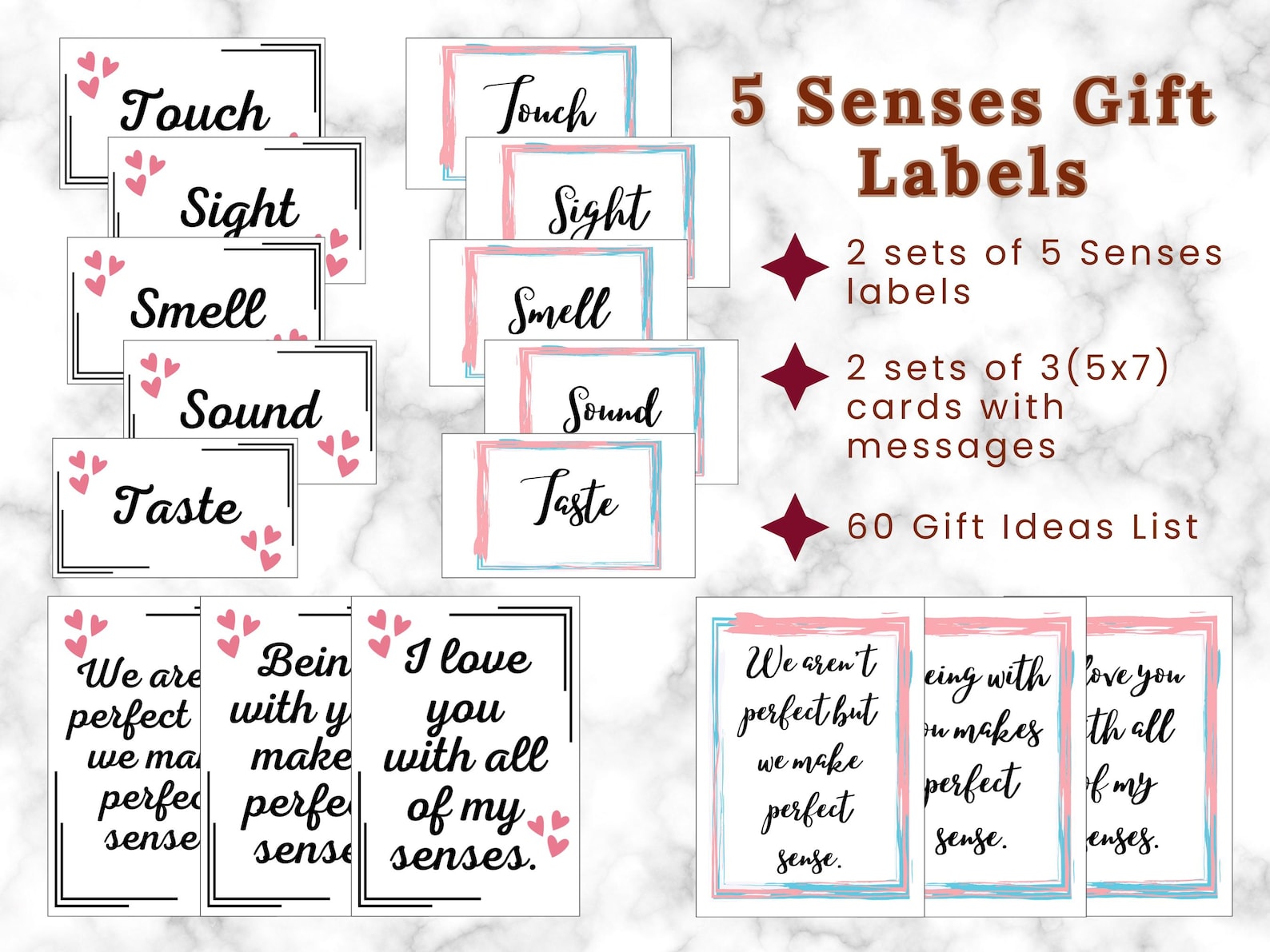 5 SENSES GIFT LABELS | Five Senses | Anniversary Gift | Valentine's ...