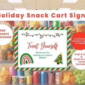 HOLIDAY Teacher Snack Cart Signs Bundle | Teacher Snack Appreciation ...