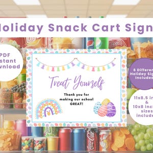 HOLIDAY Teacher Snack Cart Signs Bundle | Teacher Snack Appreciation ...