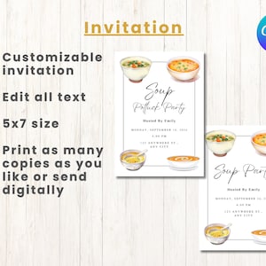 SOUP PARTY Bundle Invitation | Soup Potluck Party Invite | Soup Bar ...