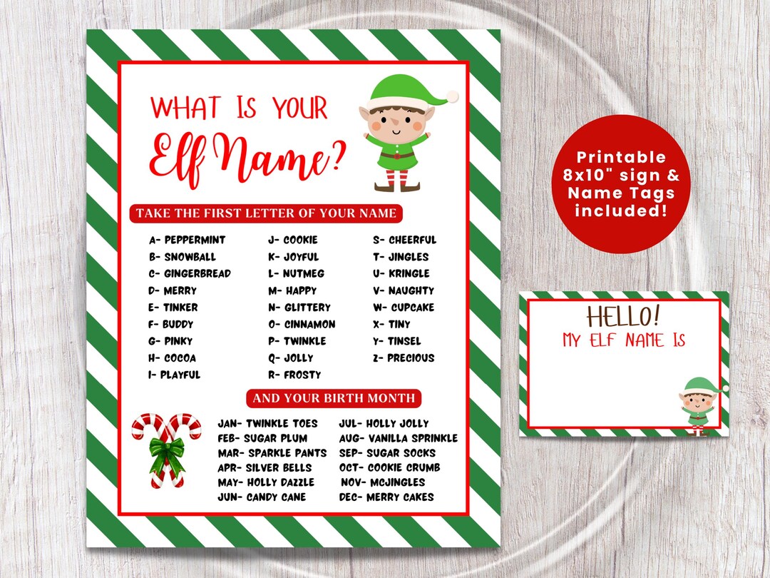 What is Your ELF Name? | Christmas Party Decor | Printable Template ...