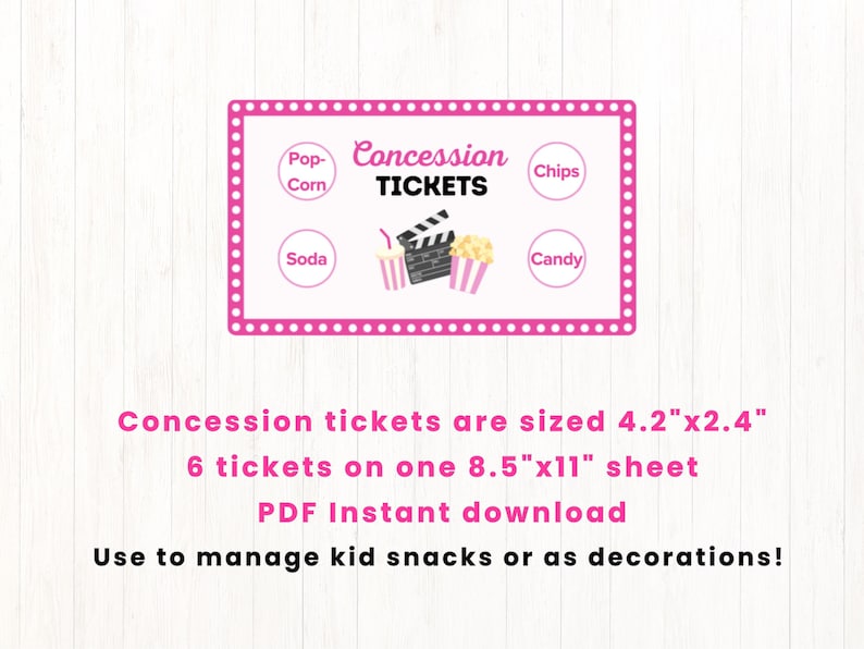 PINK MOVIE NIGHT Bundle | Movie Banner | Movie Snack Tickets | Movie ...