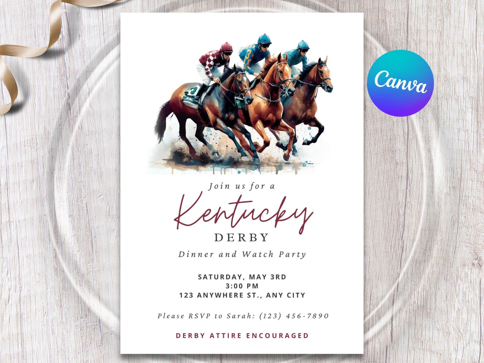 KENTUCKY DERBY Invitation | Adult Birthday Invites | Horse Racing Theme ...