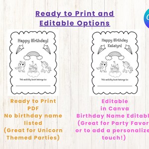 Unicorn BIRTHDAY ACTIVITY COLORING Book | Unicorn Birthday Games ...