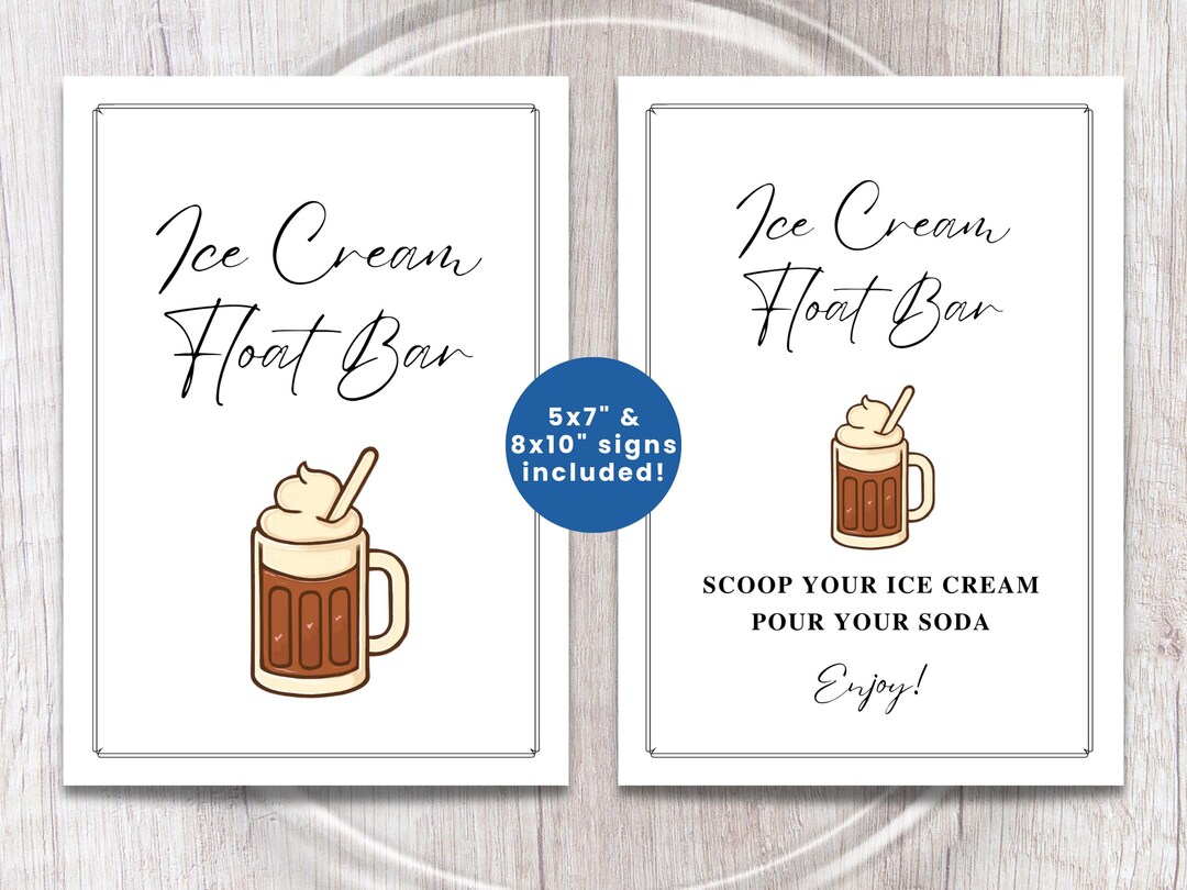 ICE CREAM FLOAT Bar Sign | Root Beer Float | Kids Birthday Printable ...